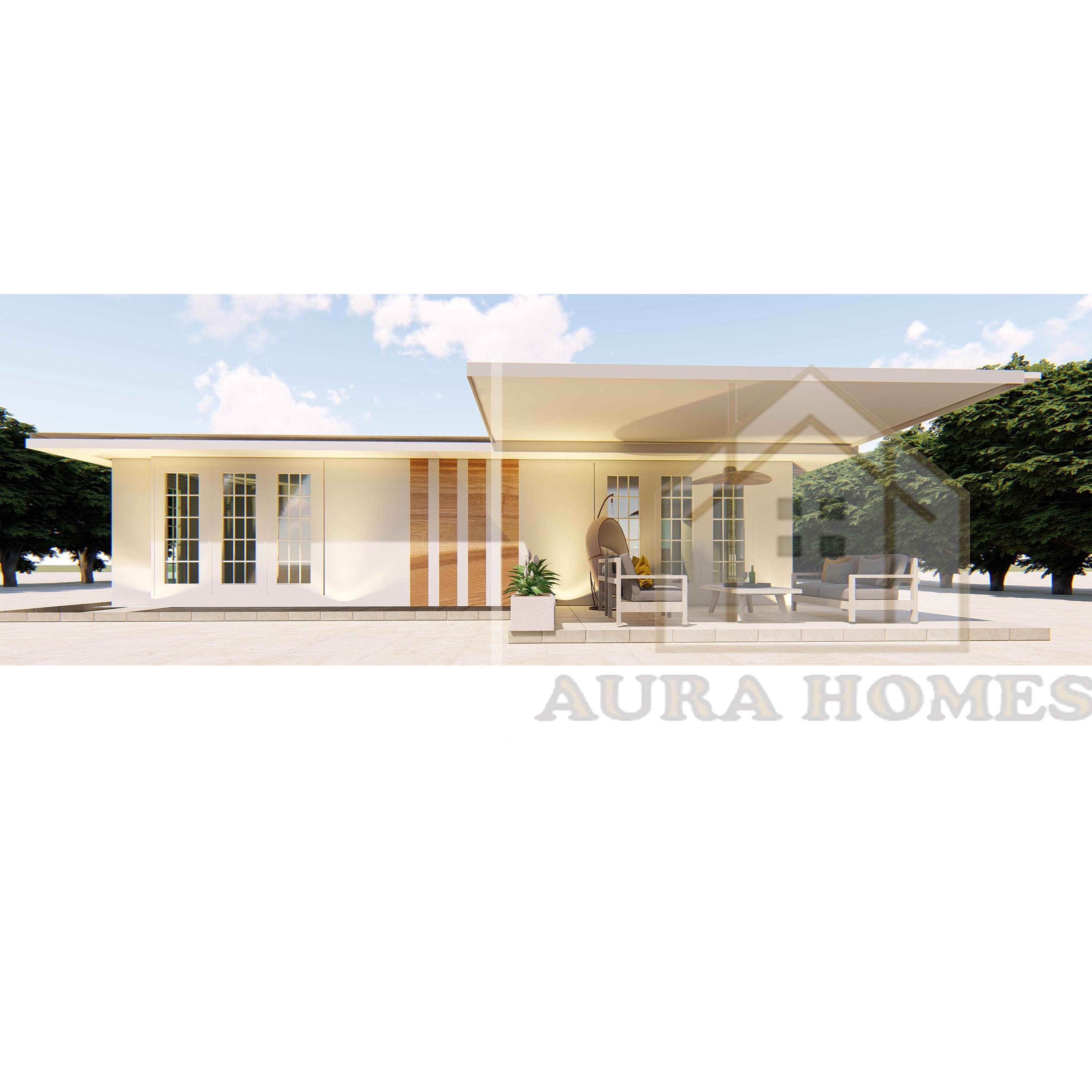 10.50x12.70m Modern Single Storey House 1 Livingroom,1 Kitchen,2 ...