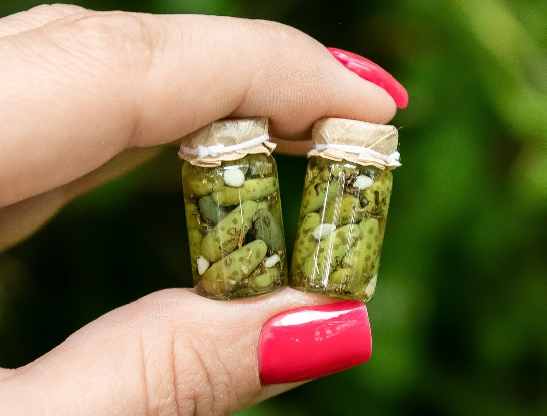 Miniature Jar With Pickles, Miniature Cucumbers, 1/12 Scale, Dollhouse ...