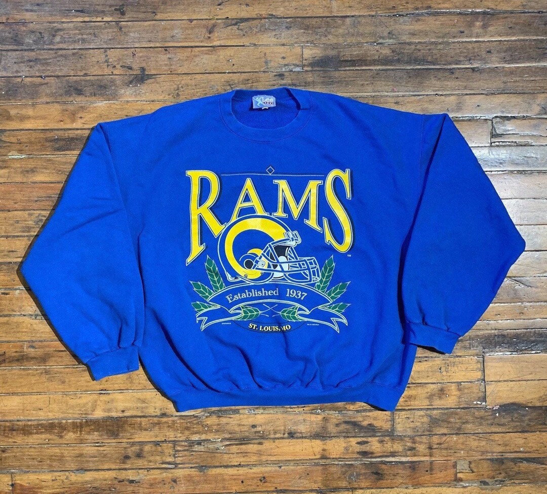 Vtg 1995 St Louis Rams Large Helmet Print NFL Nutmeg Lee Sport Crewneck ...