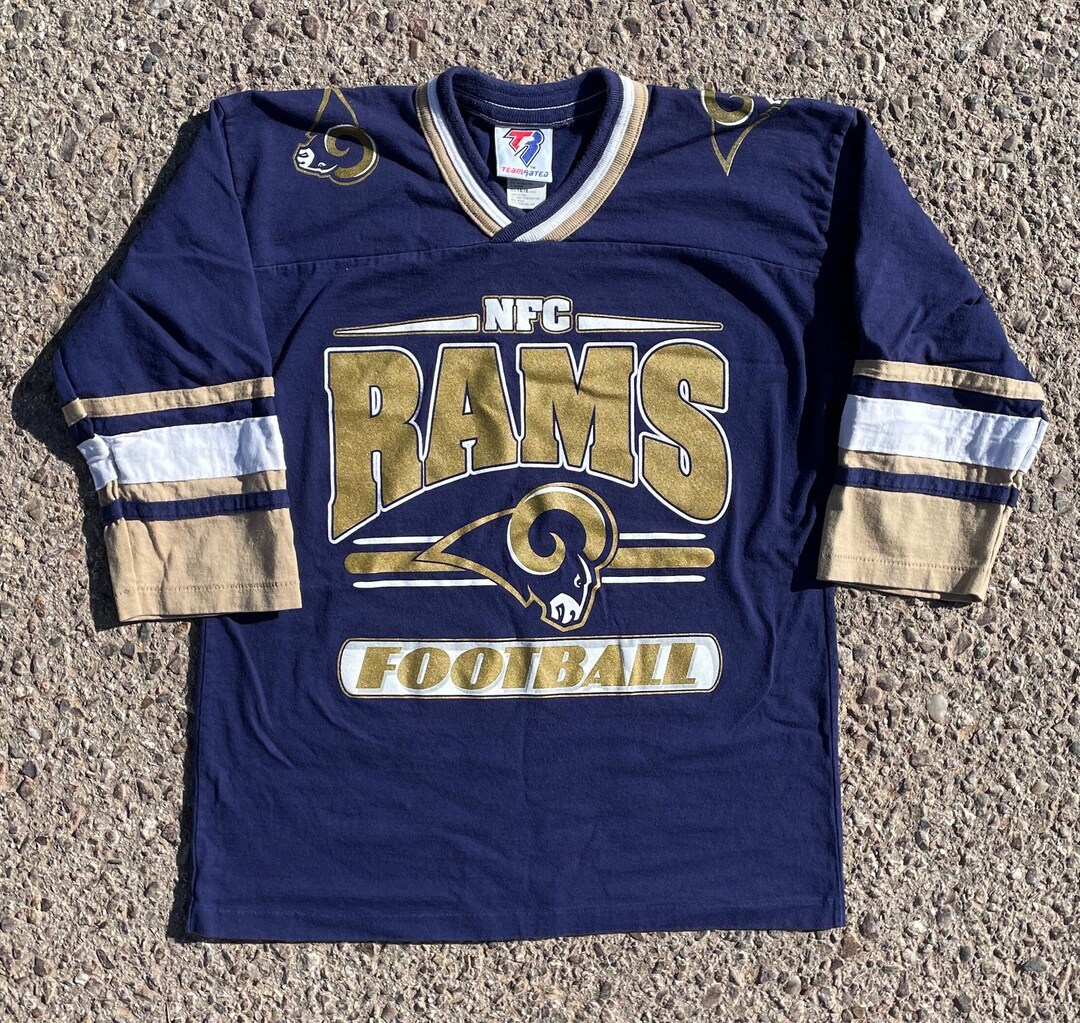 Vtg 1990s Los Angeles Rams NFL Football Team Rated V-neck T-shirt Youth ...