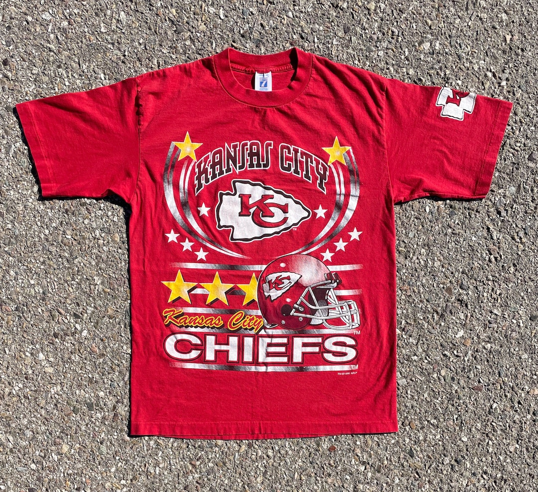 Vtg 1995 Kansas City Chiefs NFL Football Helmet AOP Logo 7 T-shirt Men ...