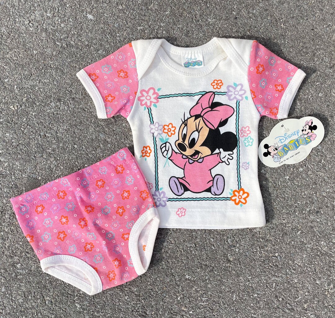 NWT Vtg 1984 Baby Minnie Mouse Disney Babies Shirt Bloomers Two Piece ...