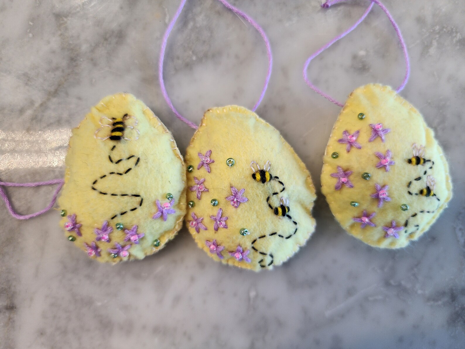 Spring Flowers and Bees Easter Egg Felt Ornaments - Etsy