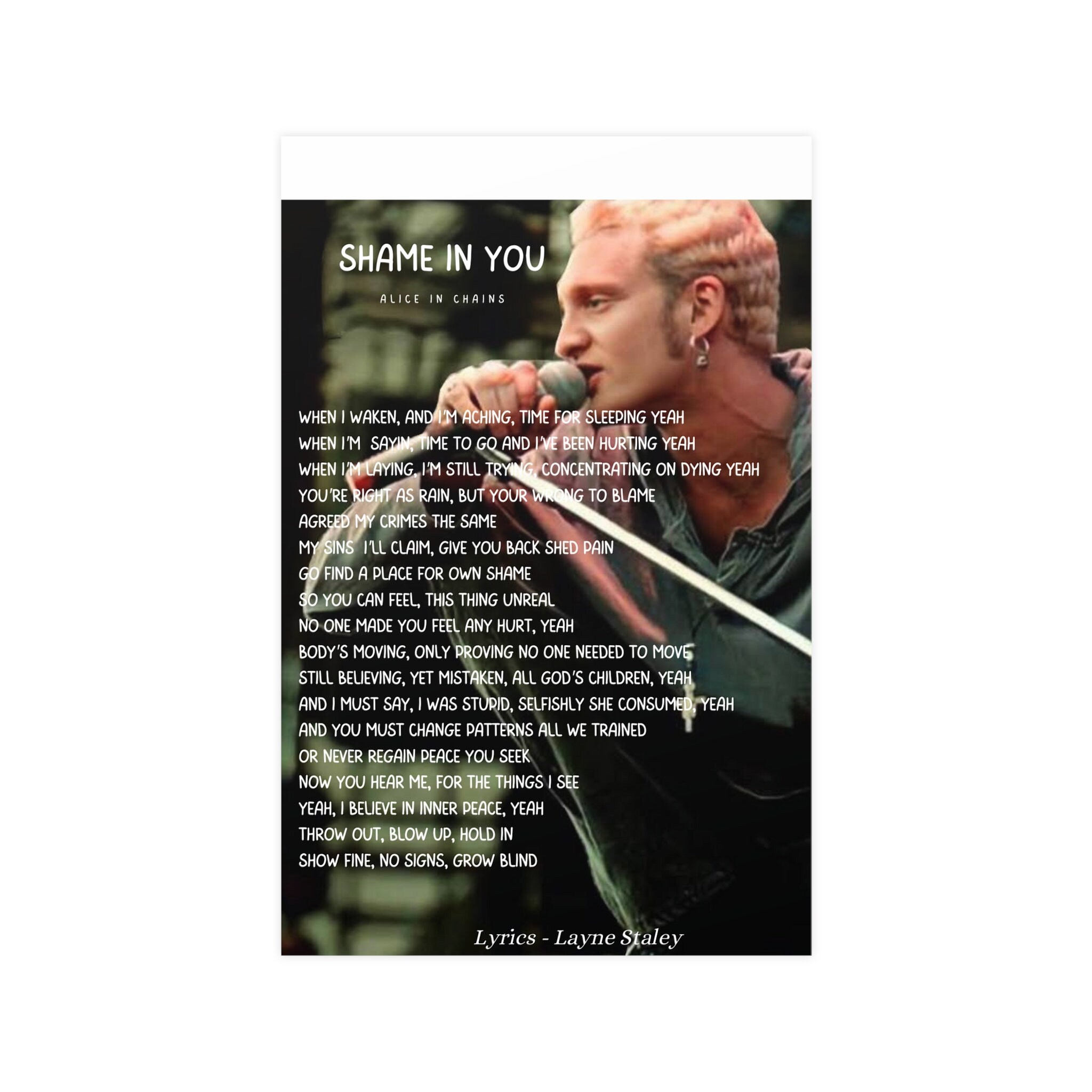 Layne Staley Shame in You Lyrics Poster - Etsy