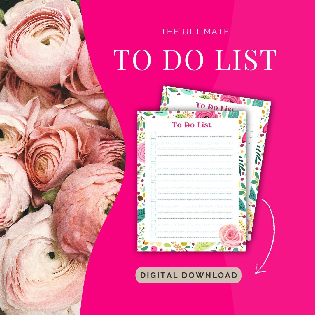 To Do List, Two Pages, 8.5 X 11, Instant Download - Etsy