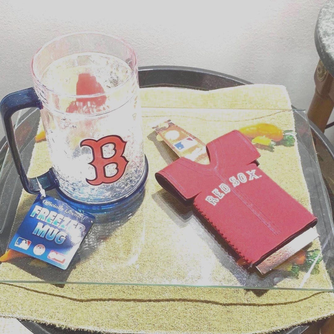 Boston Red Sox Licensed Beer Mug and Cold Beer Bottle Holder or Koozie ...