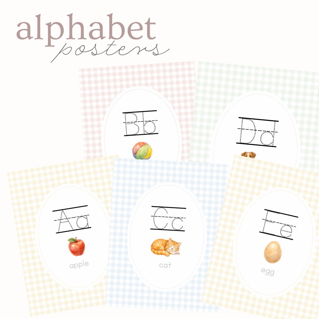 Pastel Gingham Alphabet Posters | Cottagecore Classroom Decor ...