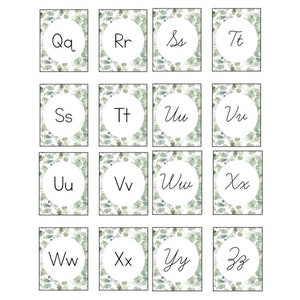 Eucalyptus Farmhouse Alphabet Posters, Print and Cursive, Digital ...