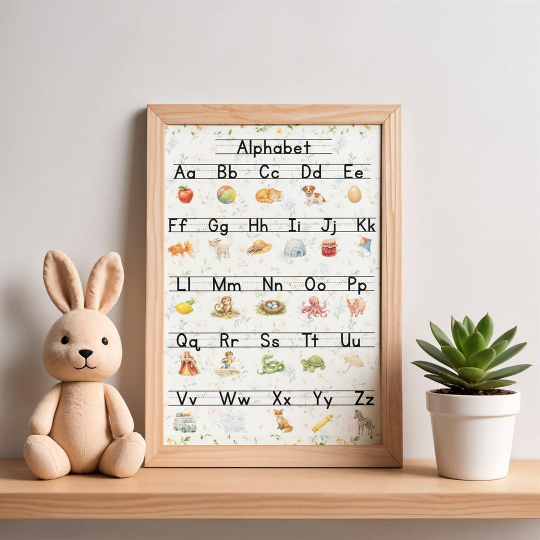 Cottagecore Alphabet Poster Printable, Watercolor ABC Wall Art, Floral ...