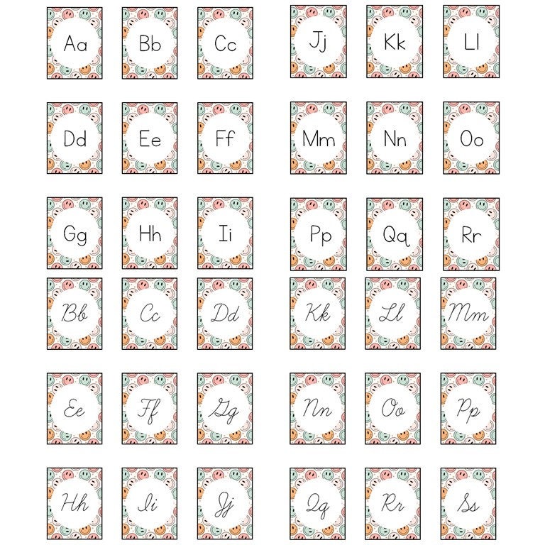 Groovy Retro Alphabet Poster, Script and Print, Classroom Decor ...