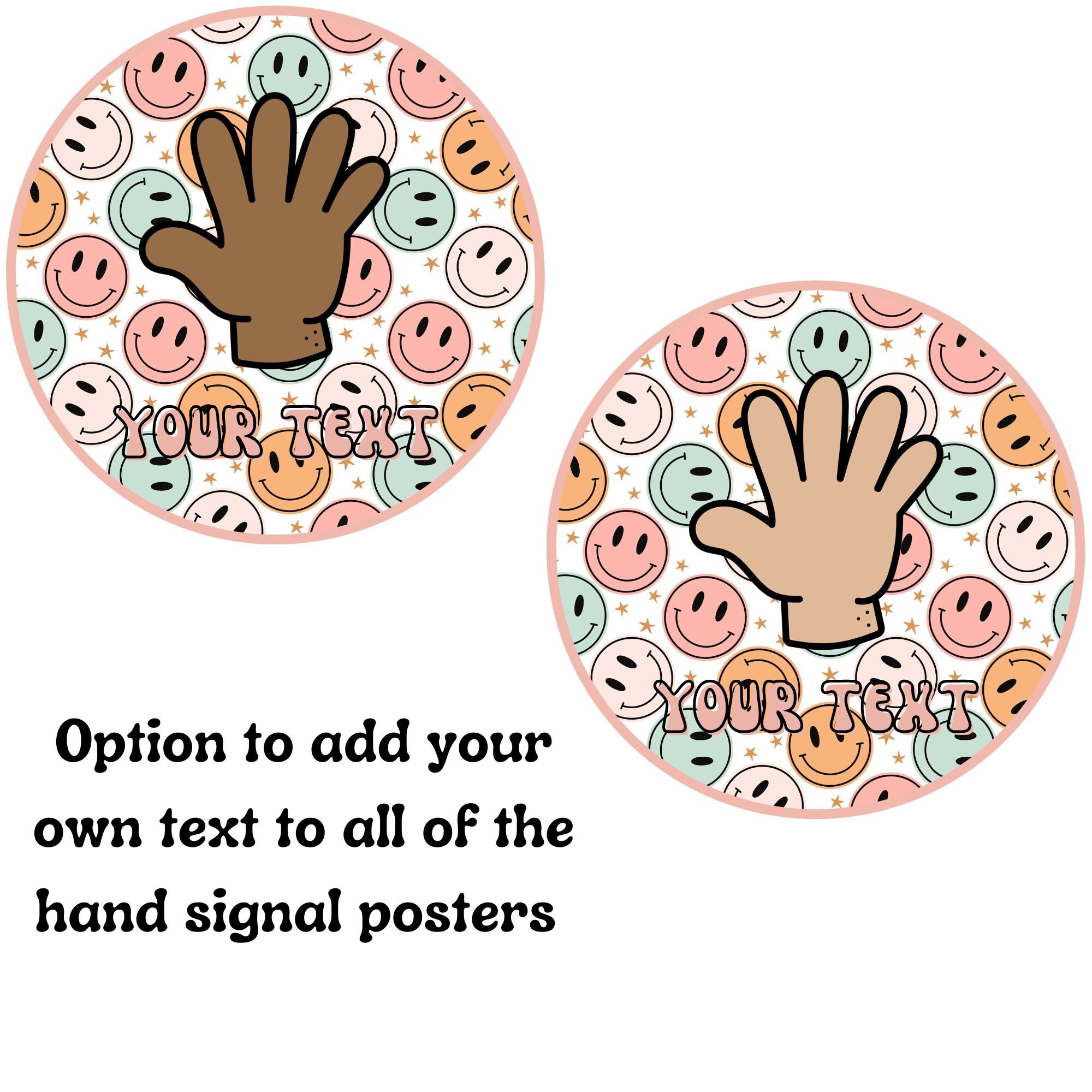 Groovy Retro Smiley Classroom Hand Signal Posters, Multicultural ...