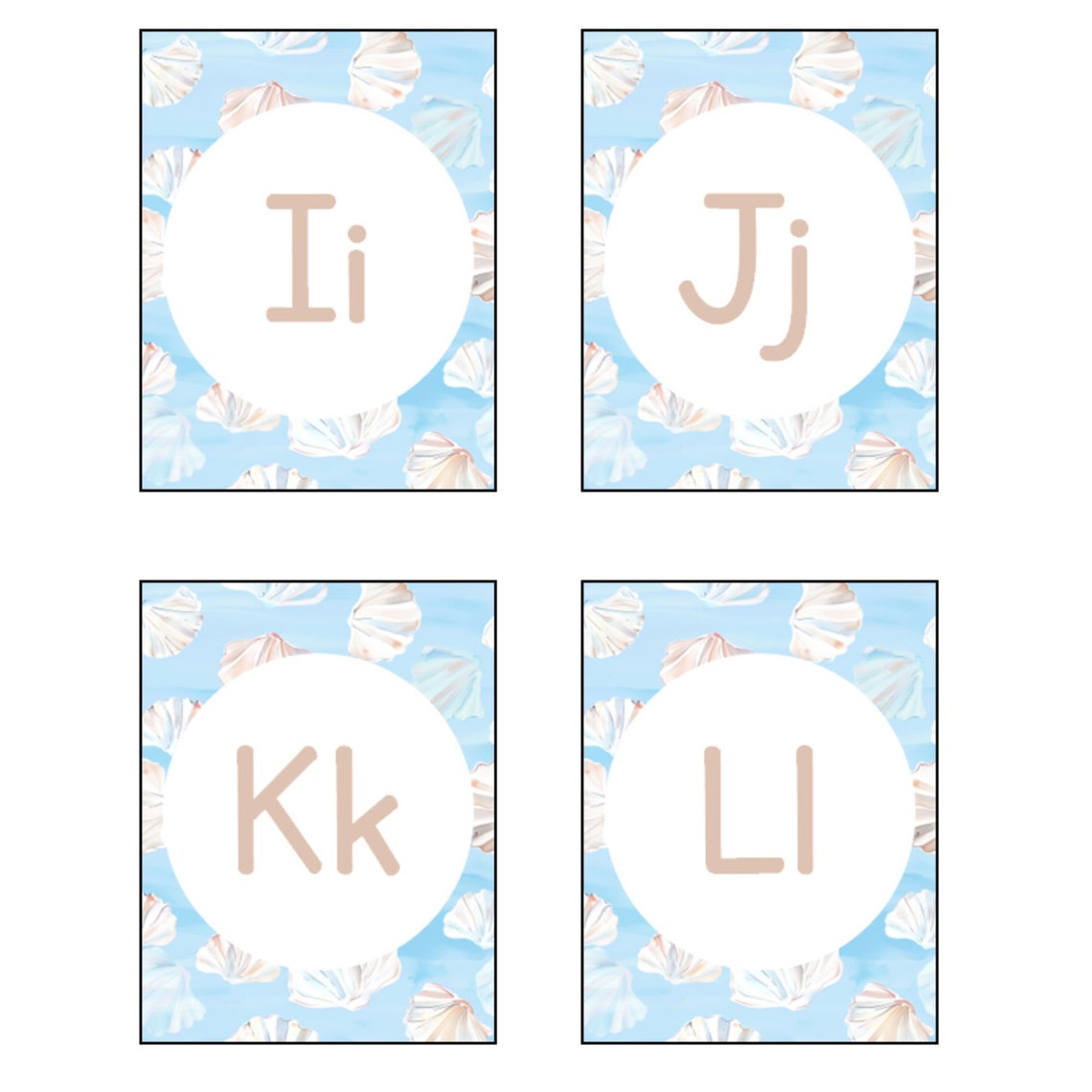 Coastal Alphabet Posters, Script and Print, Beach, Seashell, Class ...