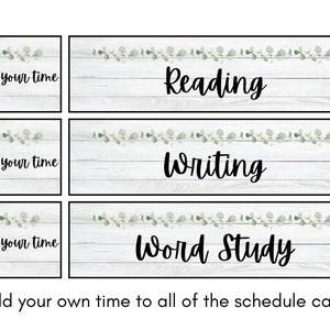 Editable Modern Farmhouse Classroom Schedule Cards, Eucalyptus ...