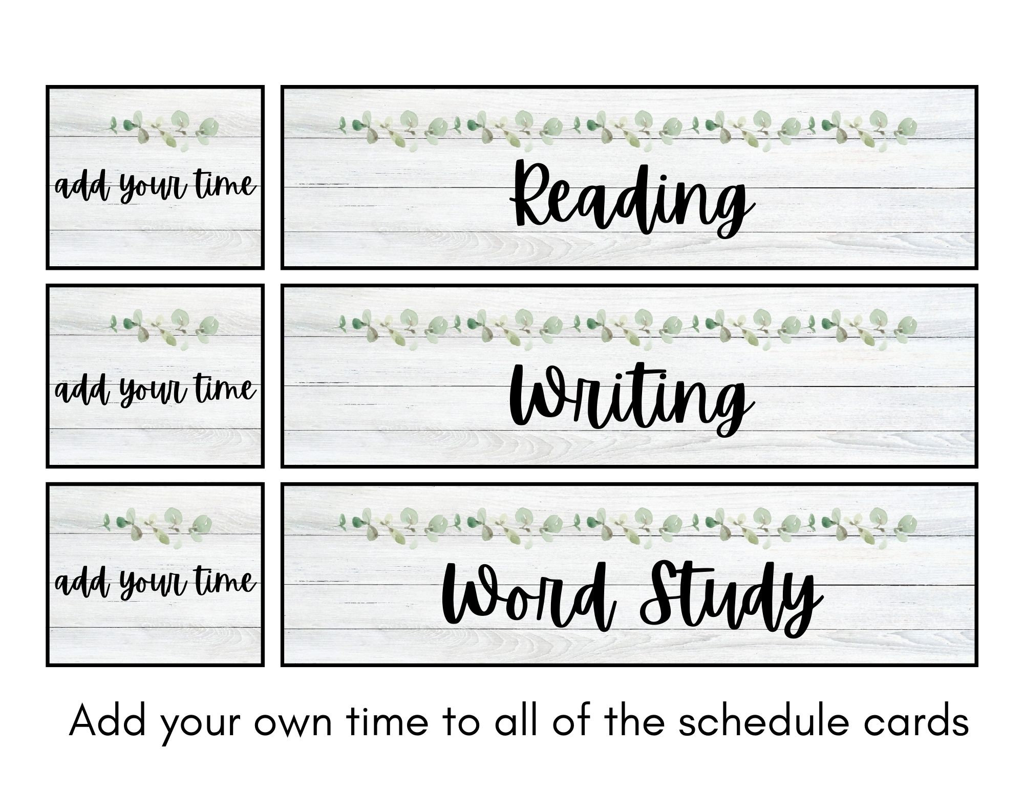 Editable Modern Farmhouse Classroom Schedule Cards, Eucalyptus ...