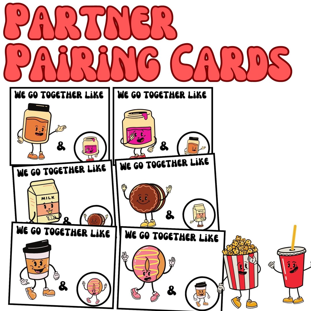 Partner Pairing Cards, Match Up, Partners, Groovy Retro, Find a Partner ...