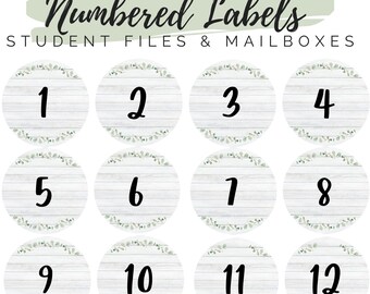 Numbered Labels, Student Data Folders, Student Mailboxes, Classroom ...