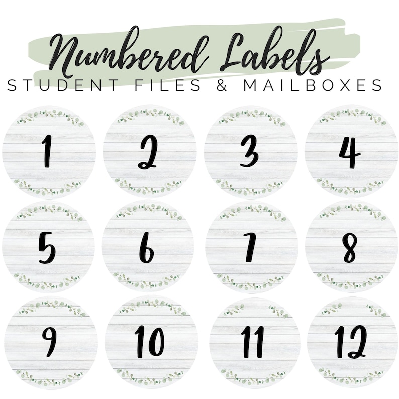 Numbered Labels, Student Data Folders, Student Mailboxes, Classroom ...