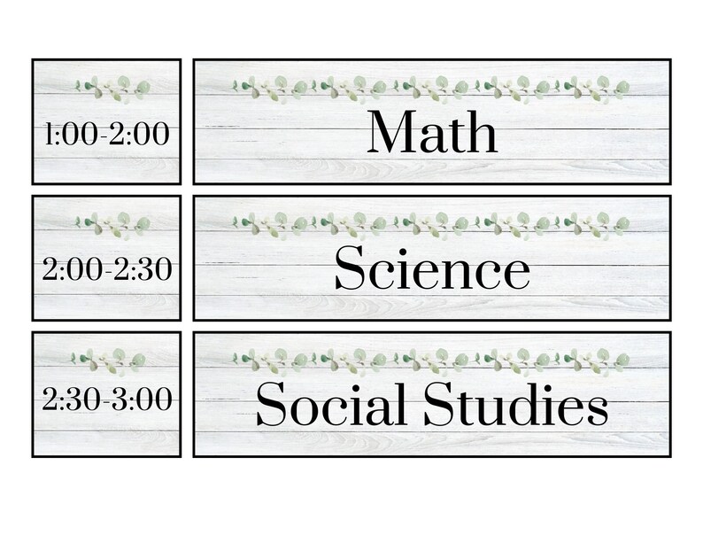 Editable Farmhouse Classroom Schedule Cards, Eucalyptus Decor (digital ...