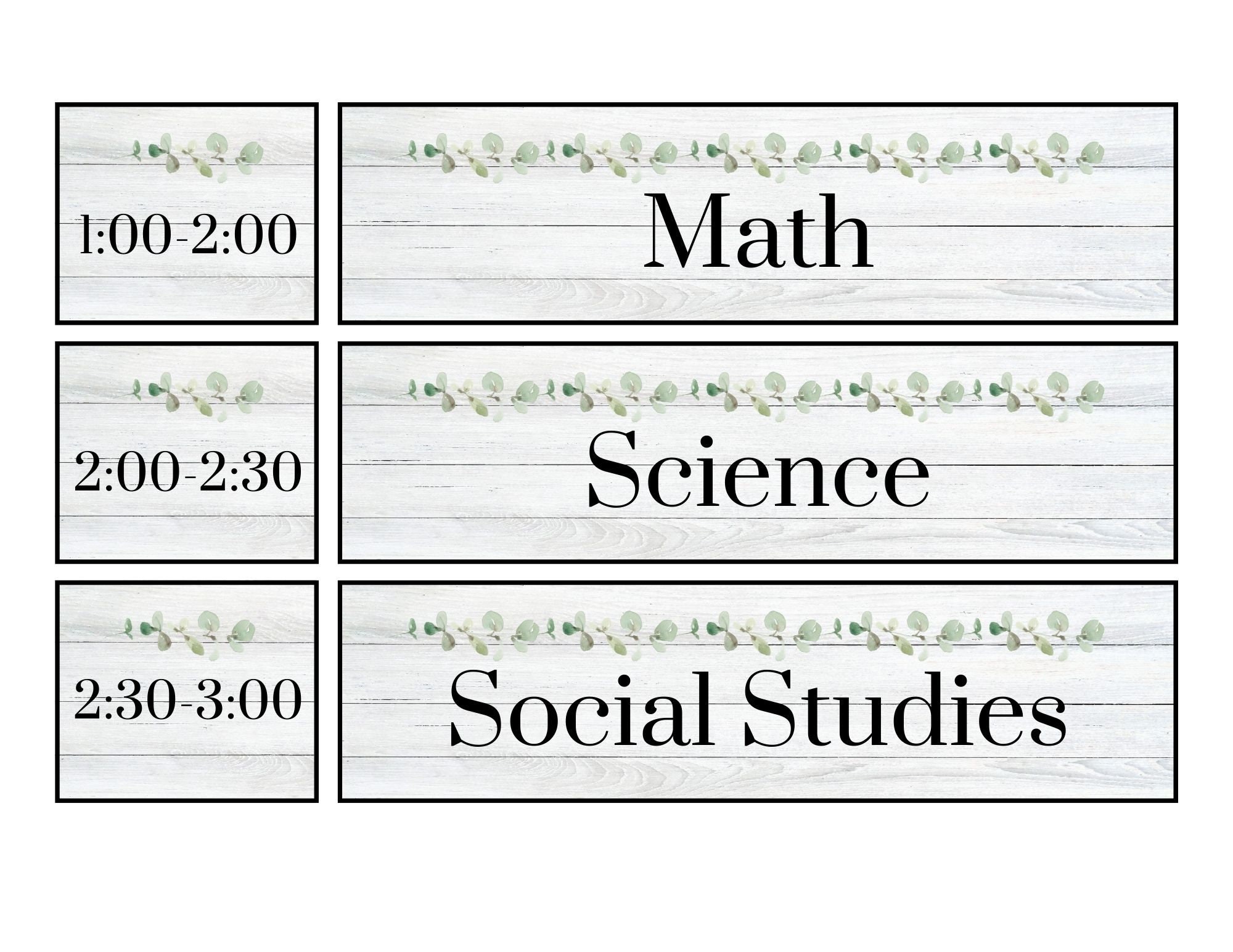 Editable Modern Farmhouse Classroom Schedule Cards, Eucalyptus ...