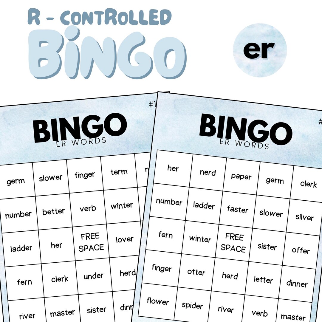 R-controlled Vowels Bingo Game, Phonics ER Sounds - Etsy