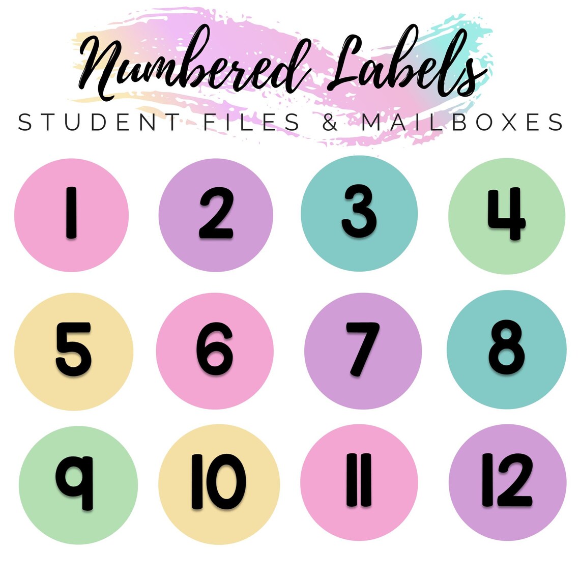 Numbered Labels, Student Data Folders, Student Mailboxes, Classroom ...