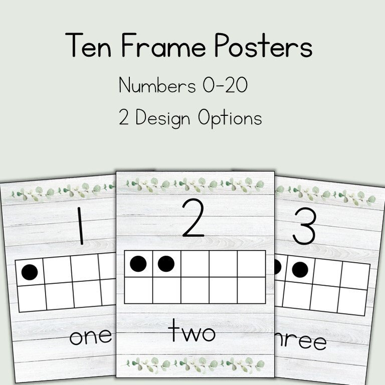 Ten Frame Posters Numbers 0-20, Number Sense, Modern Farmhouse Class ...