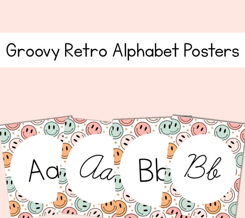 Groovy Retro Alphabet Posters, Classroom Decor (PDF) - Etsy