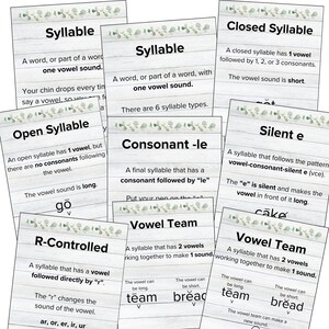 Syllable Type Posters, Rustic Farmhouse Class Decor, Orton Gillingham ...