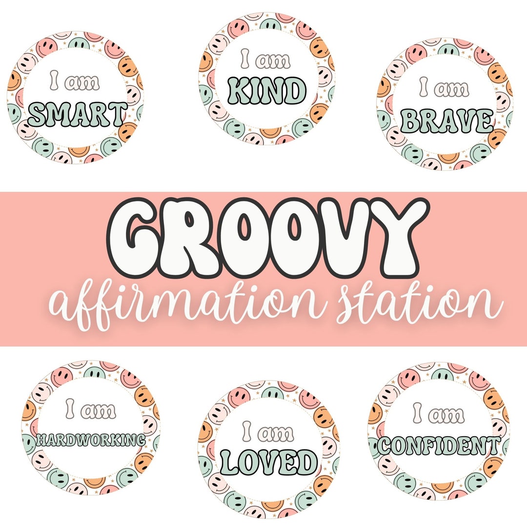 Groovy Retro Affirmation Station for the Classroom, Kids Affirmation ...
