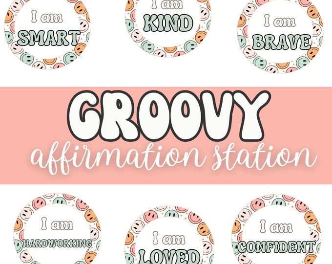 Groovy Leopard and Dalmatian Affirmation Circles L Affirmation Mirror ...