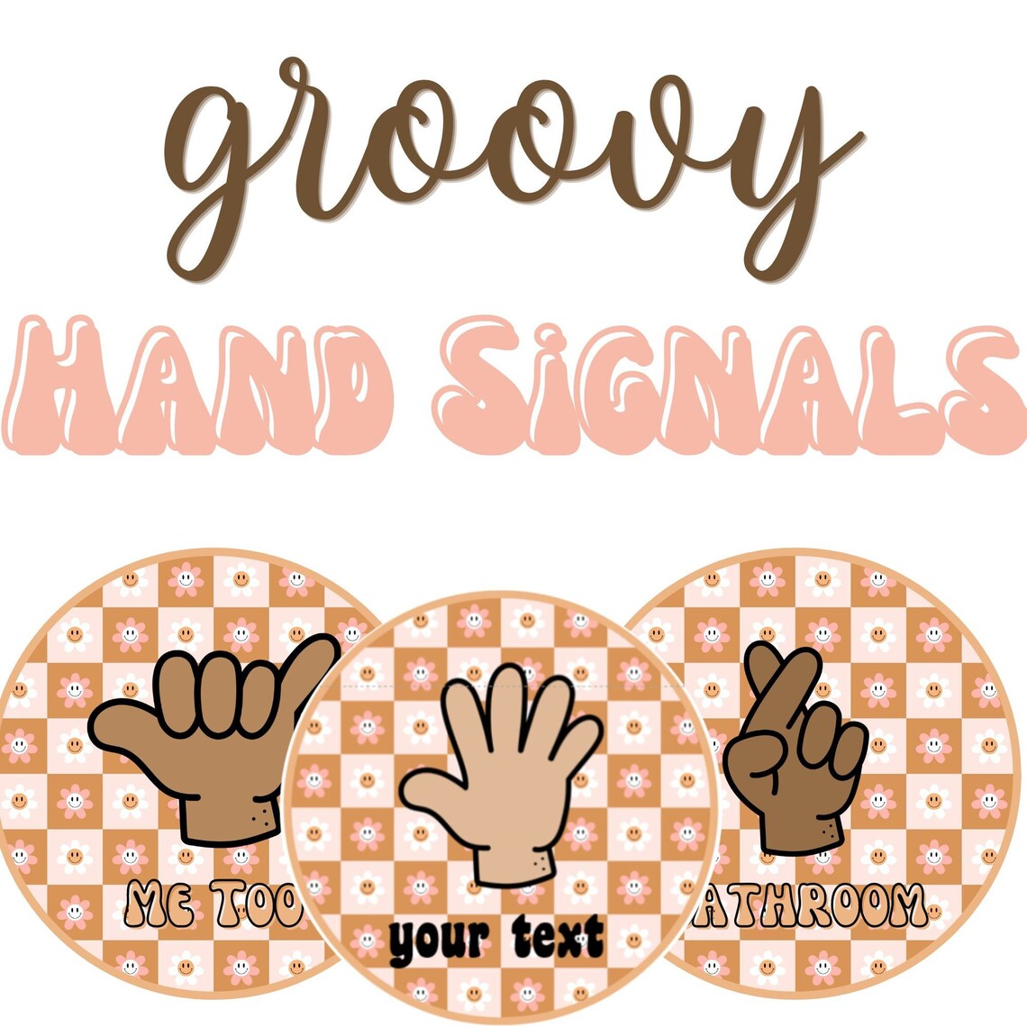 Groovy Retro Classroom Hand Signals, Class Decor, Back to School ...