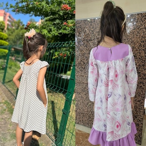 Girls Dress PDF Sewing Pattern With Long Sleeve Cap Sleeve and Tier ...
