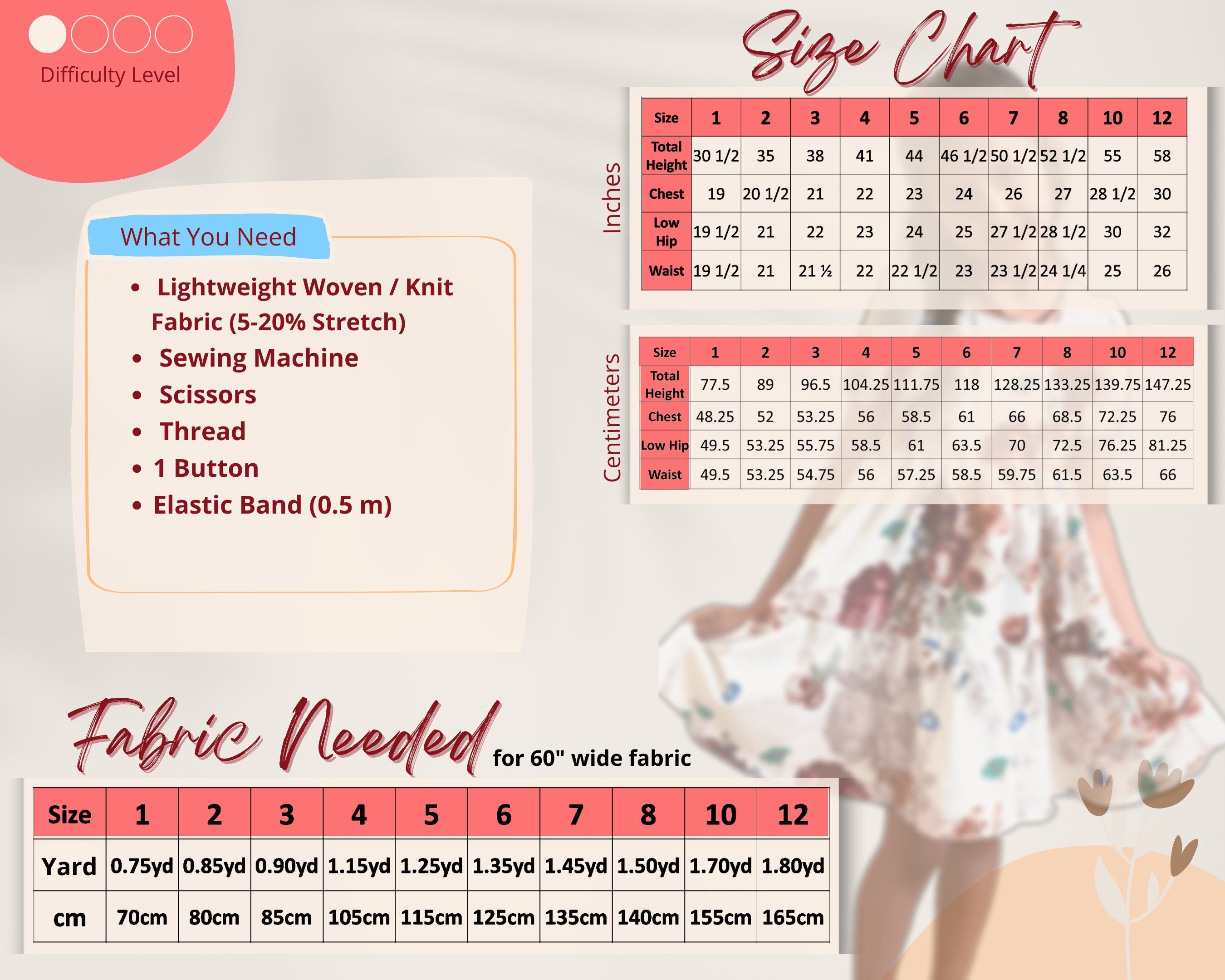 Twirl Dress Girls PDF Sewing Pattern| + FREE Bonus Tank Top Pattern ...