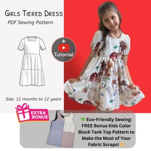 Twirl Dress Girls PDF Sewing Pattern| + FREE Bonus Tank Top Pattern ...