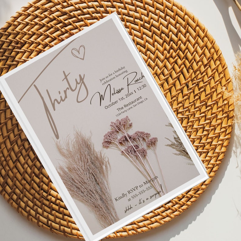 Thirty Birthday Party Invitation Digital Download Template Instant ...