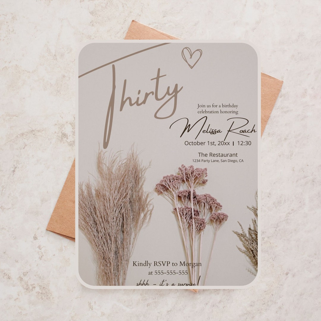 Thirty Birthday Party Invitation Digital Download Template Instant ...