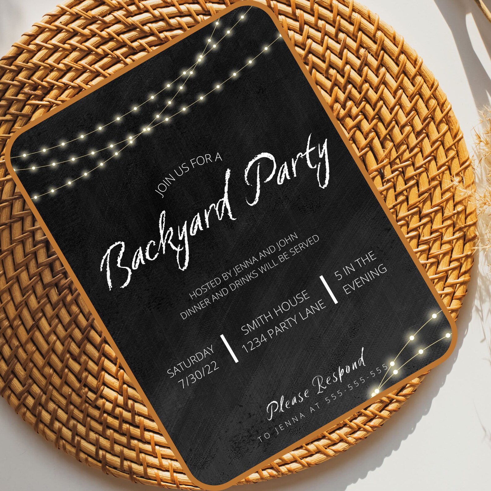 Backyard Party Invitation Template- Digital Download Template- Can Edit ...