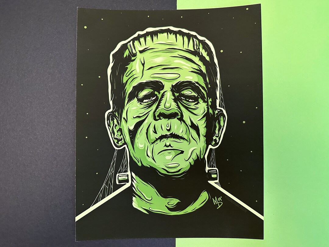 Frankenstein Monster Art | Horror Movie Decor | Horror Lover Gifts ...