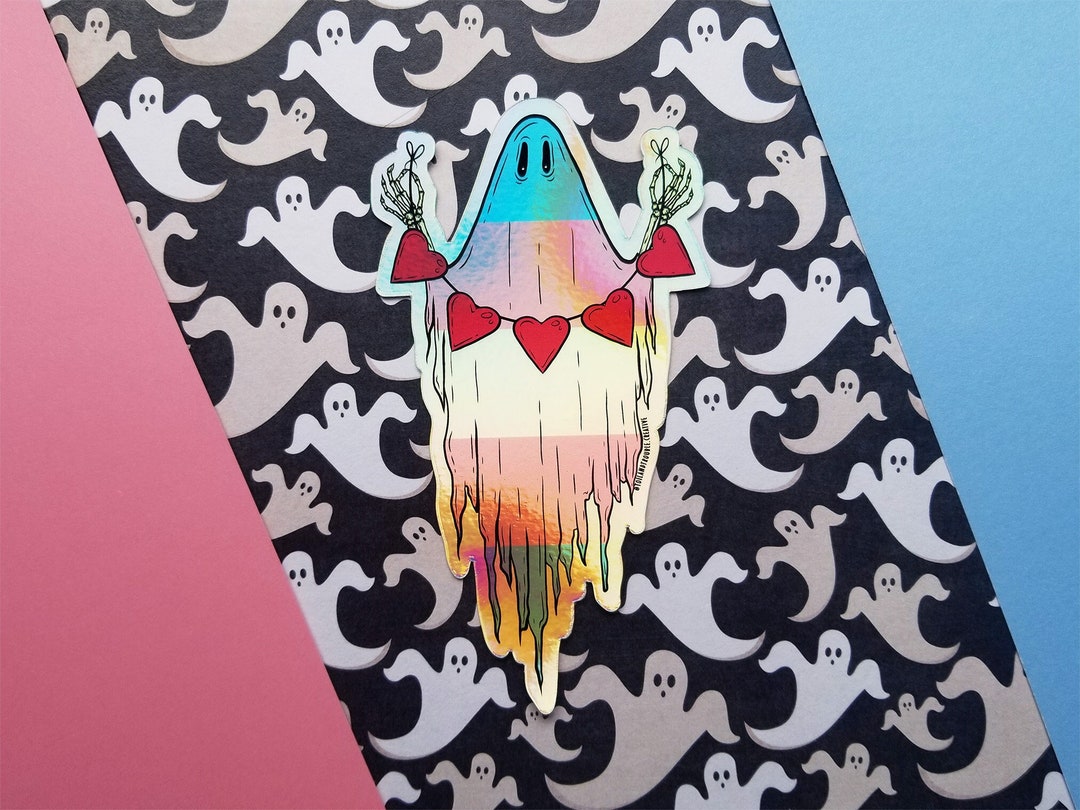 Transgender LGBTQIA Queer Horror Pride Spooky Ghost Holographic Sticker ...