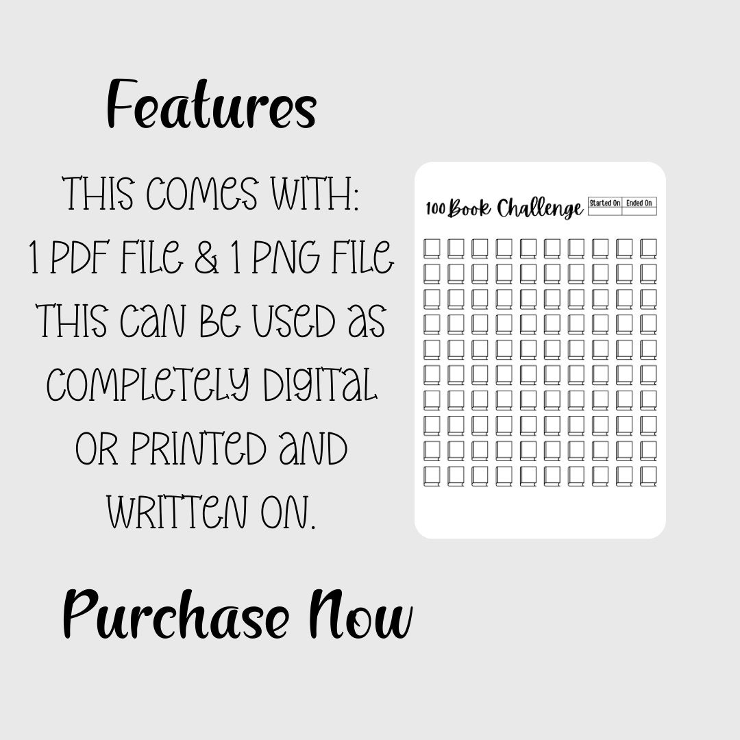 100 Book Challenge Tracker, Printable Reading Log (digital Download) - Etsy