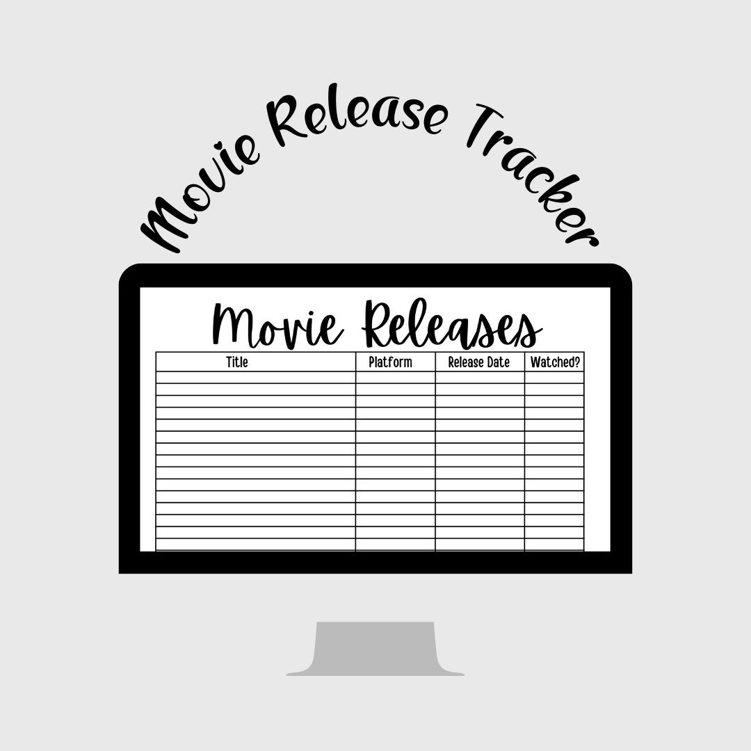 Movie Release Tracker, Movie Tracker, Digital Movie Tracker, Printable ...