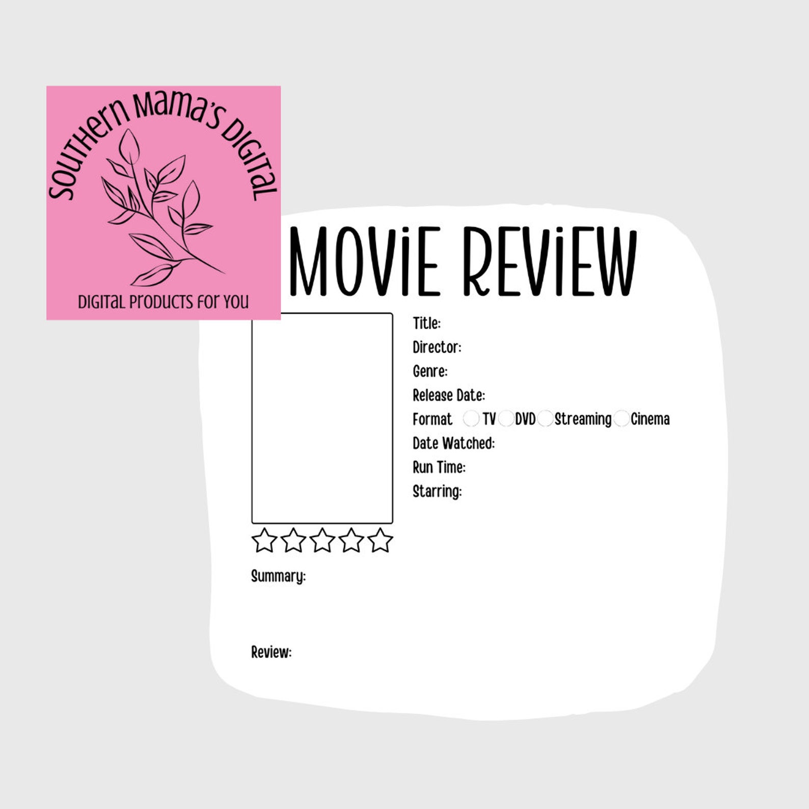 Movie Review, Digital Movie Review, Printable Movie Review, Series ...
