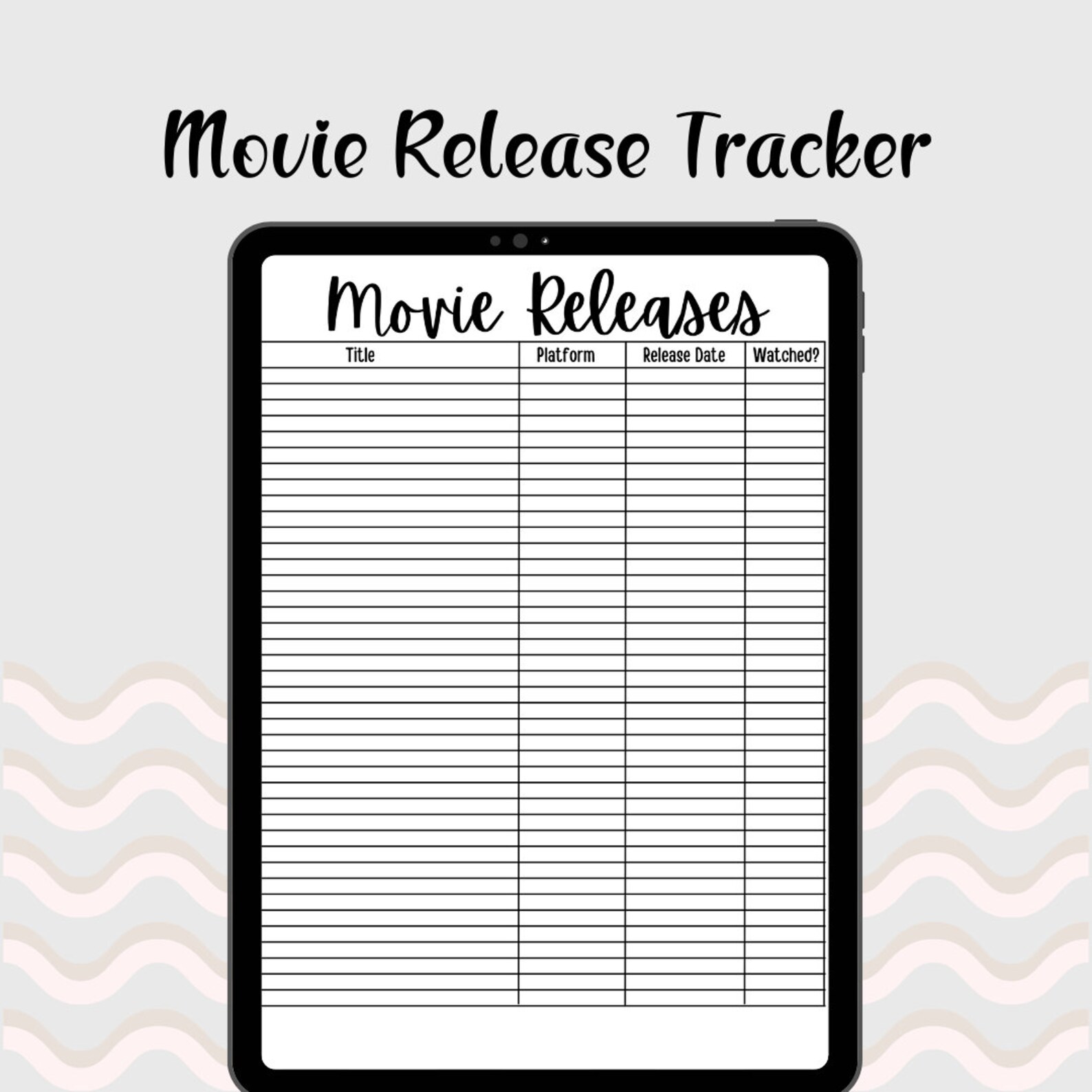 Movie Release Tracker, Movie Tracker, Digital Movie Tracker, Printable ...