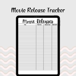Movie Release Tracker, Movie Tracker, Digital Movie Tracker, Printable Movie Tracker, Series ...