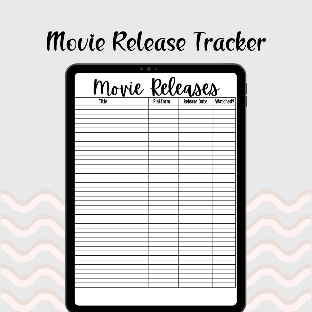 Movie Release Tracker, Movie Tracker, Digital Movie Tracker, Printable ...