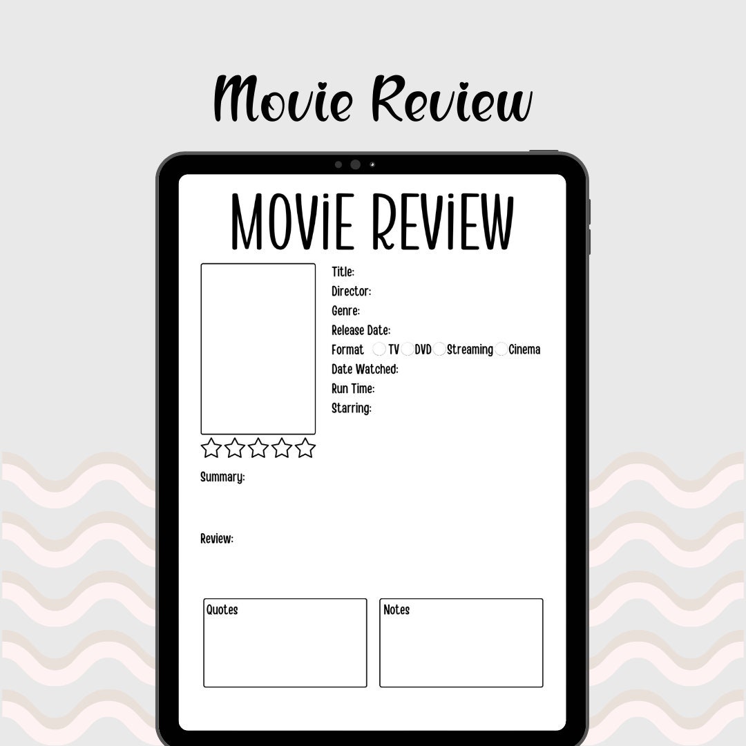 Movie Review, Digital Movie Review, Printable Movie Review, Series ...
