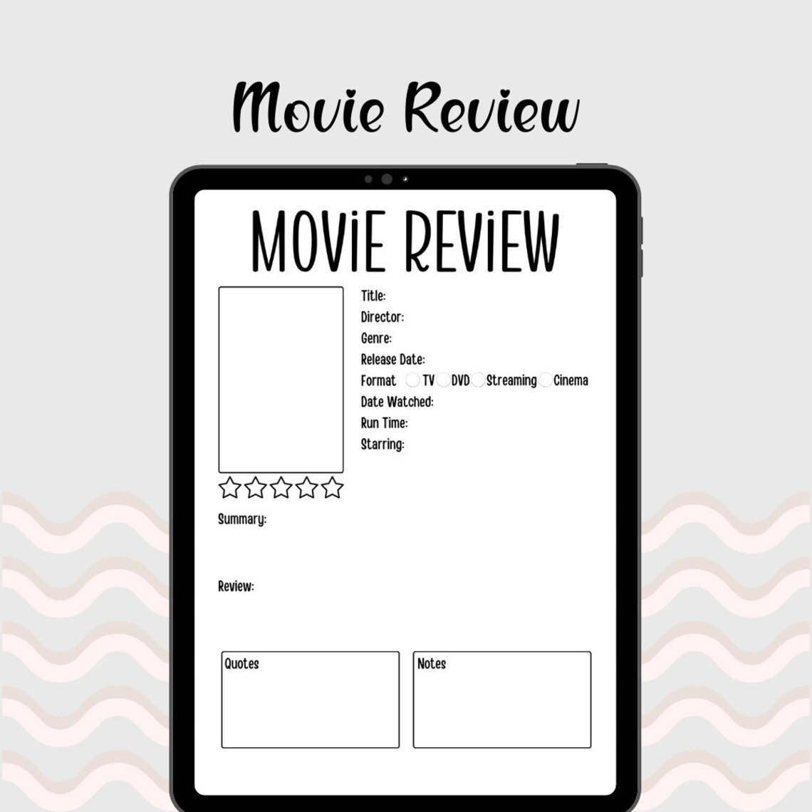 Movie Review, Digital Movie Review, Printable Movie Review, Series ...