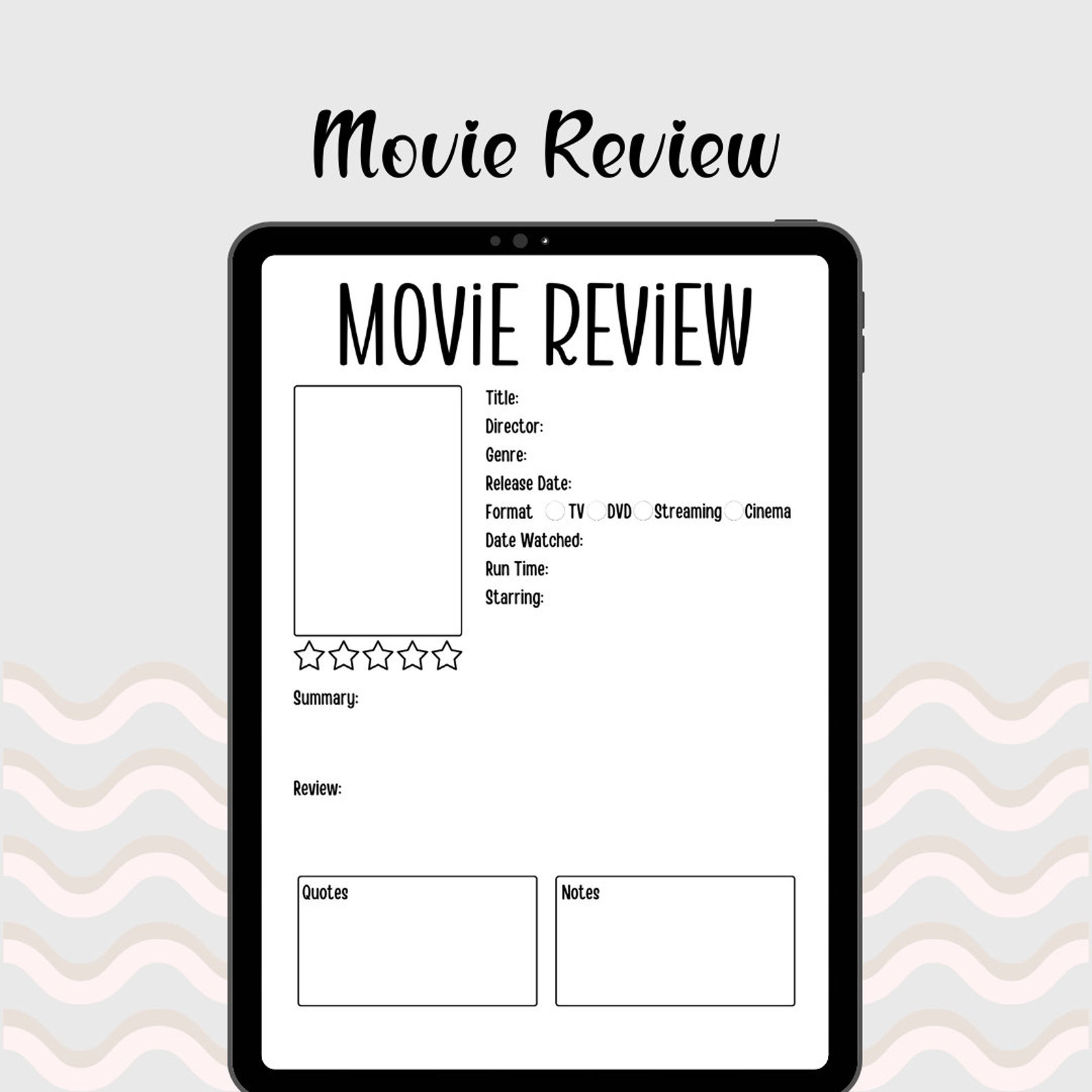 Movie Review, Digital Movie Review, Printable Movie Review, Series ...
