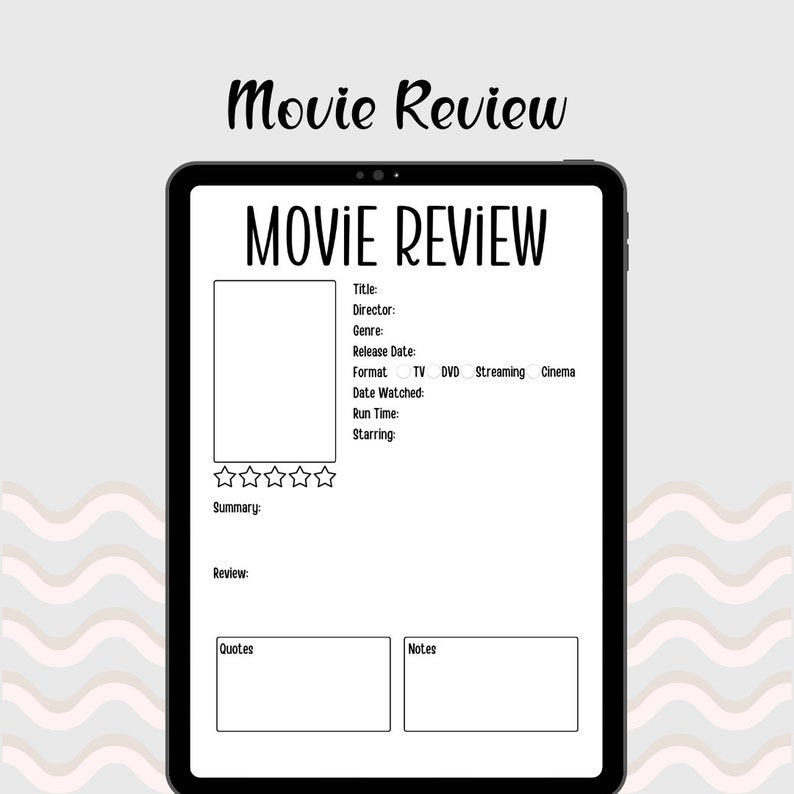 Movie Review, Digital Movie Review, Printable Movie Review, Series ...