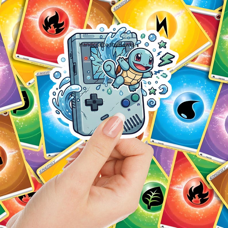 Retro Gameboy Pokémon Stickers, Water Resistant Vinyl Decal, Pikachu ...